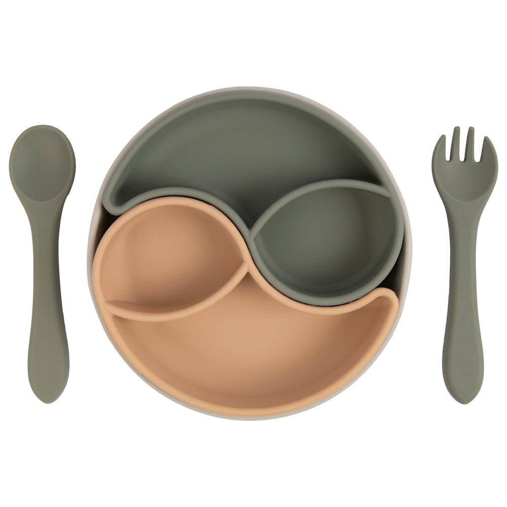 BabiesBasic Feeding Set with removable sections , 3 Piece Set with Sil
